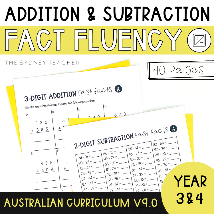 Addition and Subtraction Fact Fluency Pack ⭐️ The Sydney Teacher