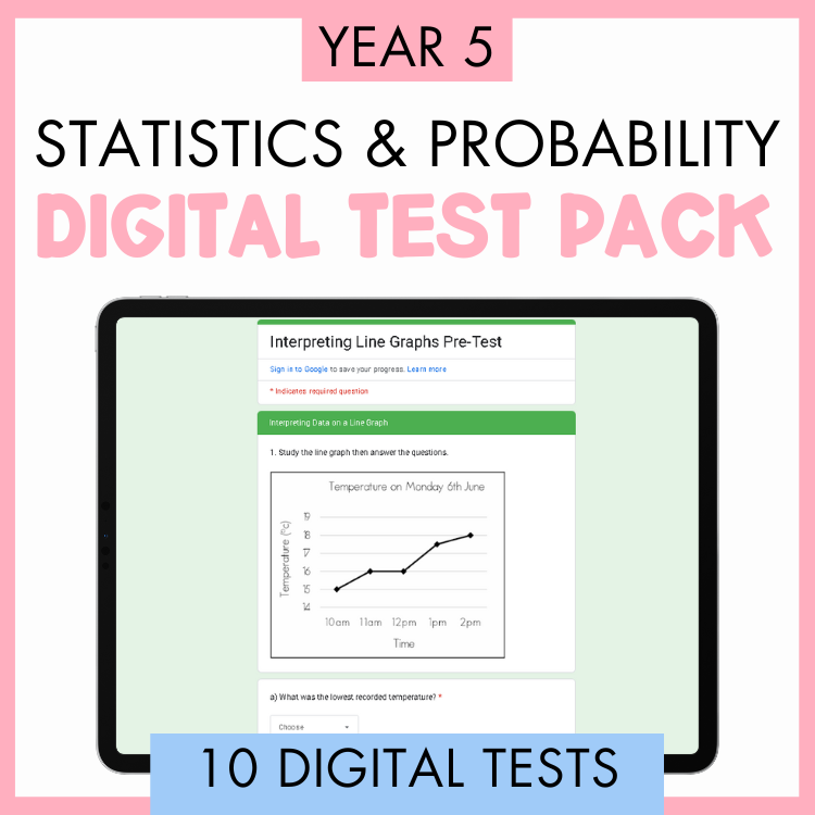 Year 5 Statistics & Probability Digital Test Pack ⭐️ The Sydney Teacher