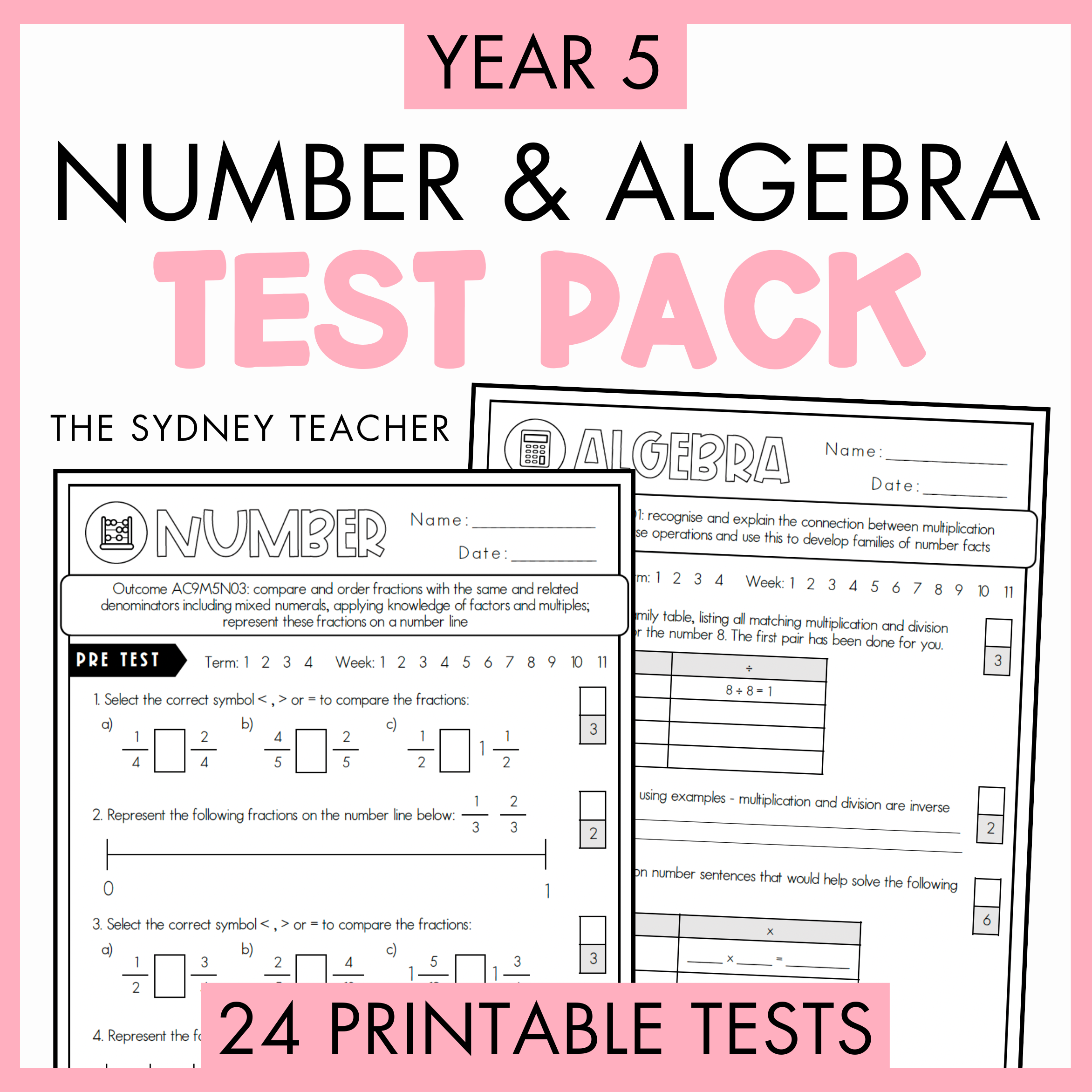 Year 5 Number & Algebra Printable Test Pack ⭐️ The Sydney Teacher