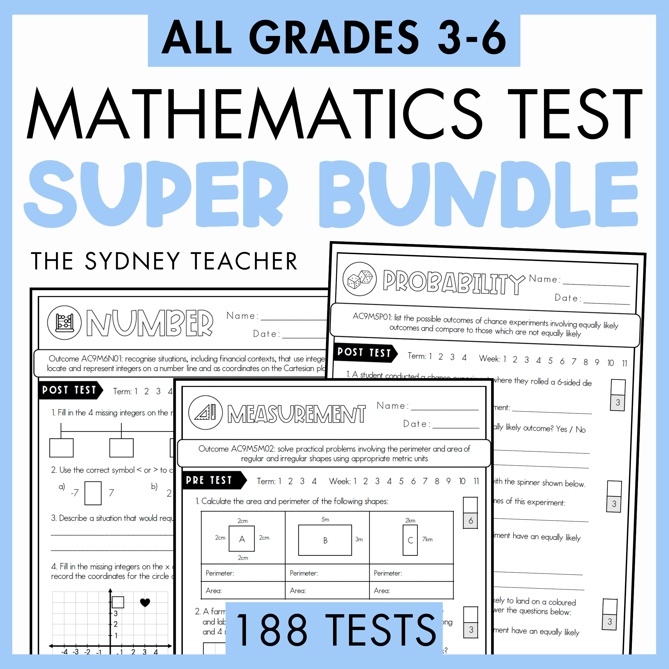 Ultimate Maths Test MEGA Bundle | Years 3-6 ⭐️ The Sydney Teacher