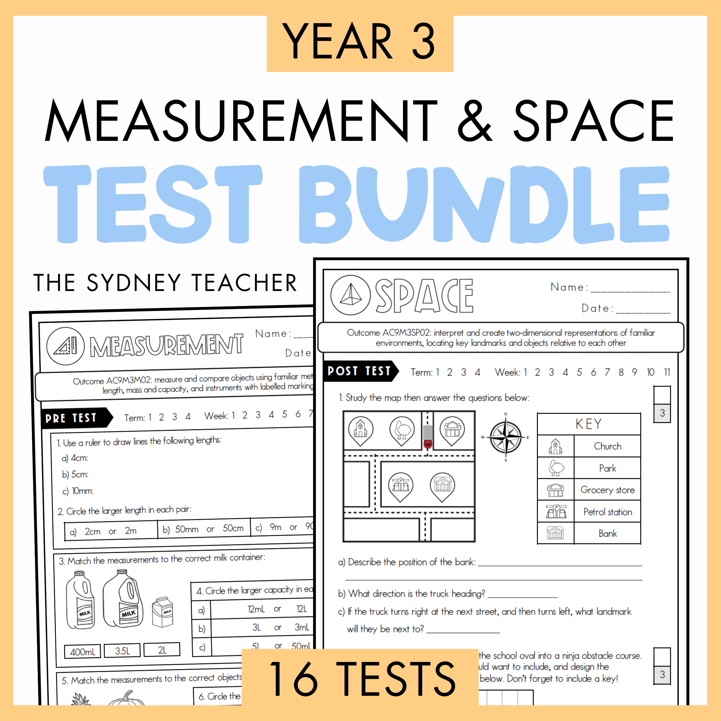 Year 3 Measurement & Space Test Pack ⭐️ The Sydney Teacher