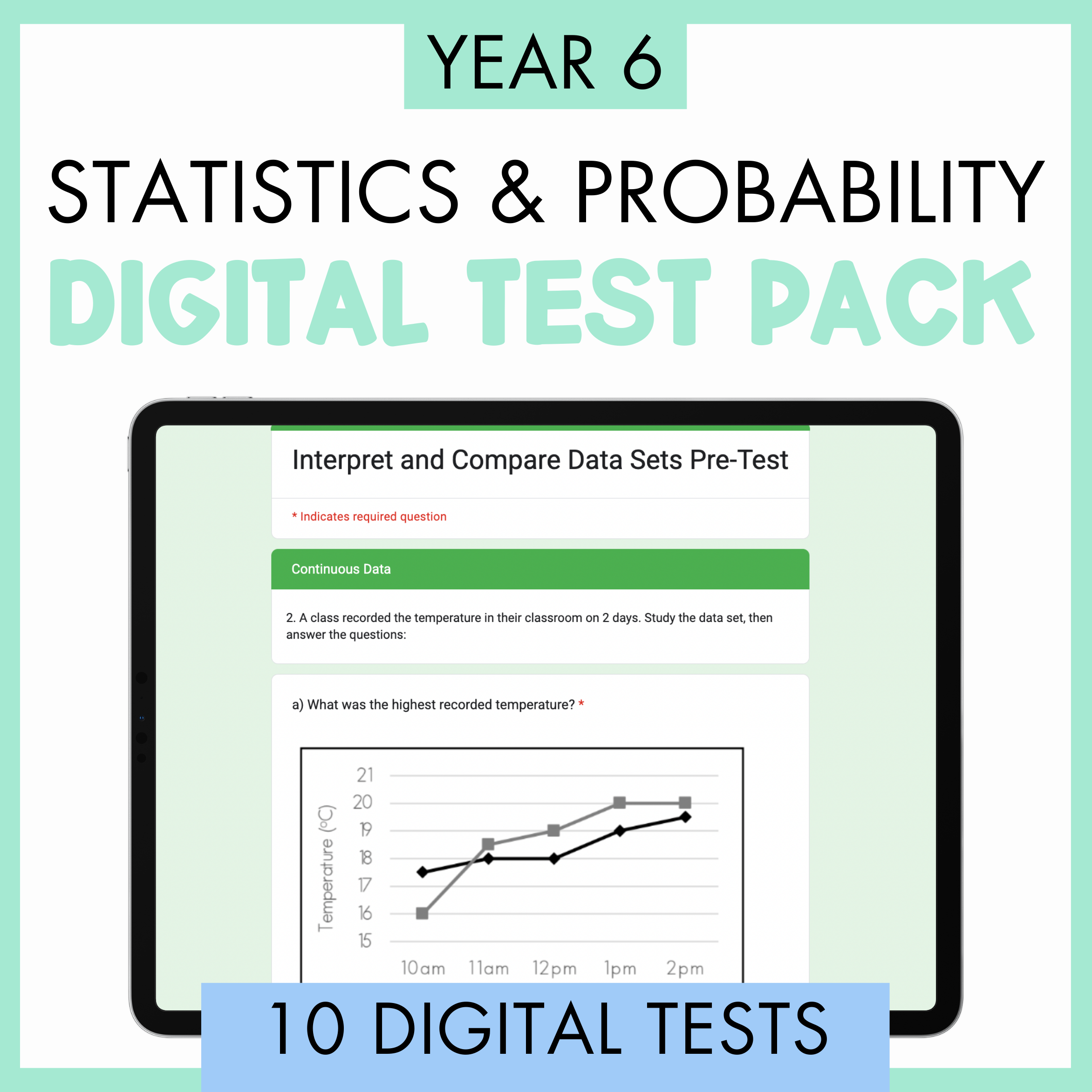 Year 6 Statistics & Probability Digital Test Pack ⭐️ The Sydney Teacher