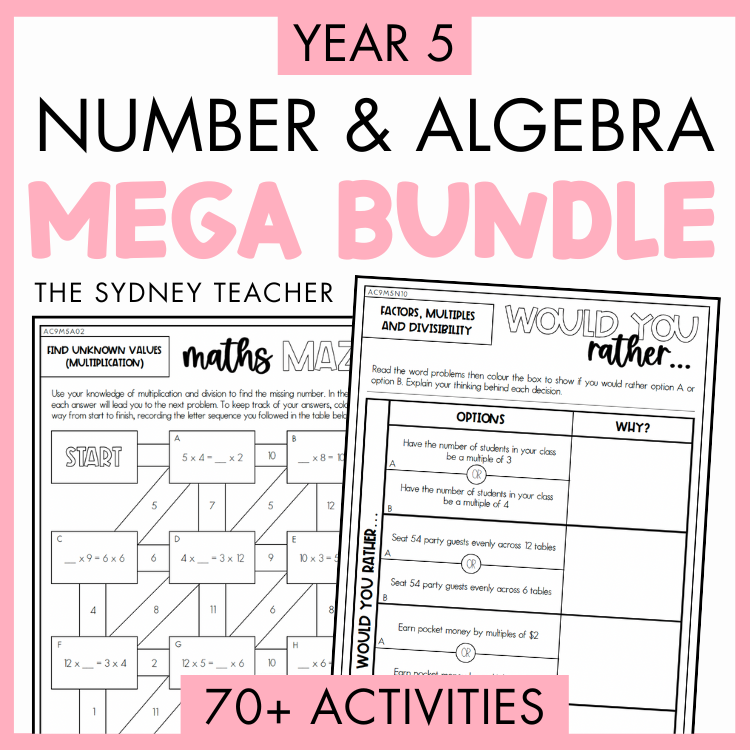 Year 5 Number & Algebra Activity MEGA Bundle ⭐️ The Sydney Teacher