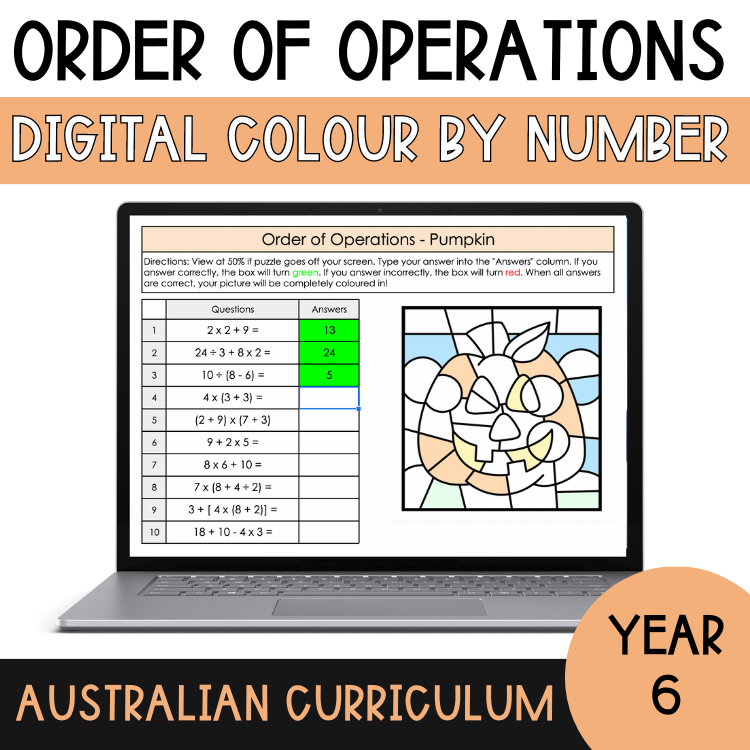 Order of Operations - Digital Colour by Number ☆ Halloween Edition ☆ ⭐️ ...
