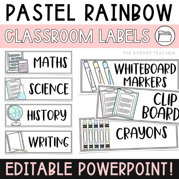 Pastel Rainbow Tote Tray / Classroom Labels ⭐️ The Sydney Teacher