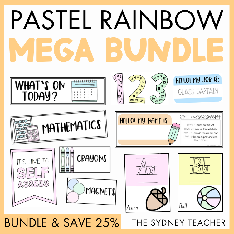 Pastel Rainbow Decor MEGA Bundle ⭐️ The Sydney Teacher