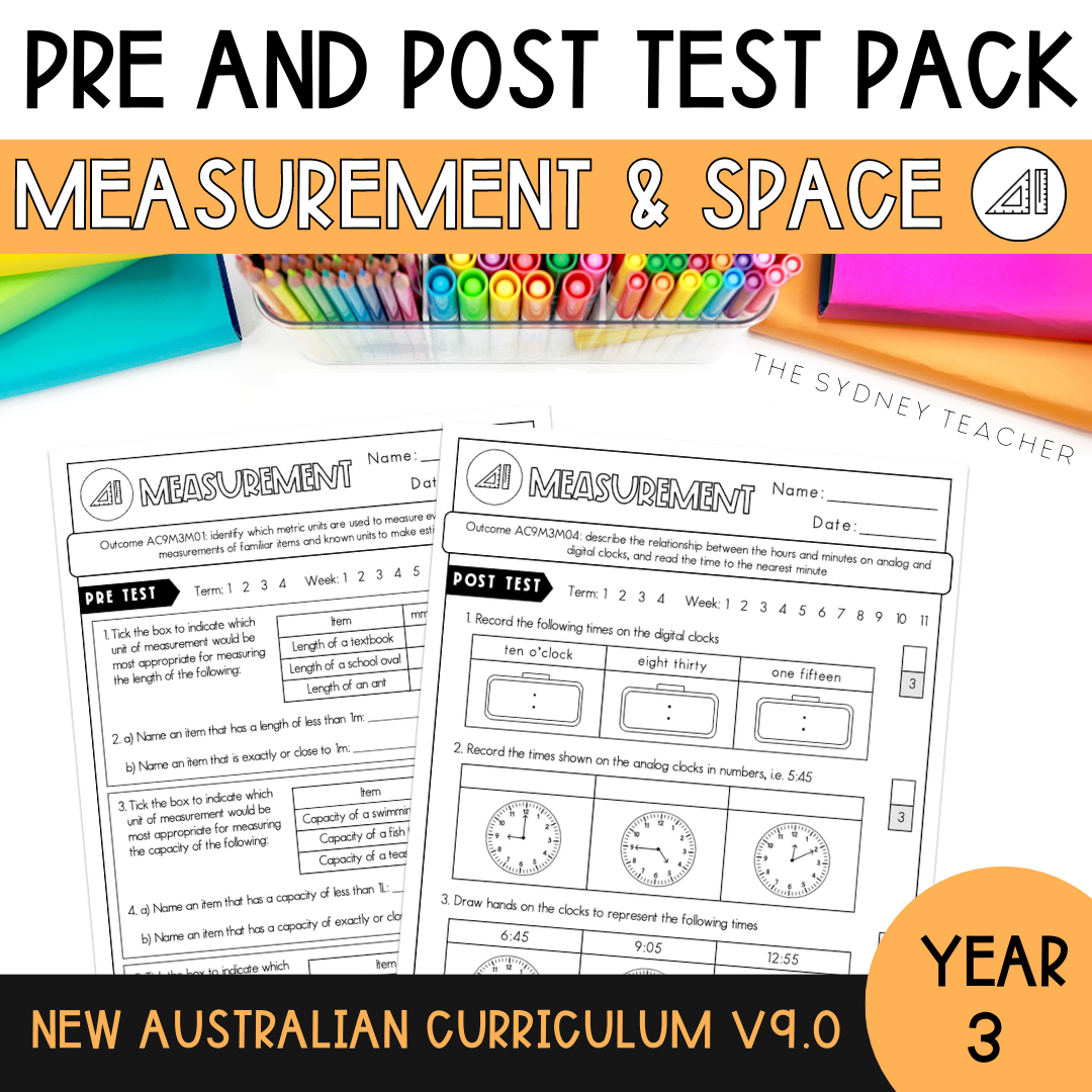 Year 3 Measurement & Space Test Pack ⭐️ The Sydney Teacher