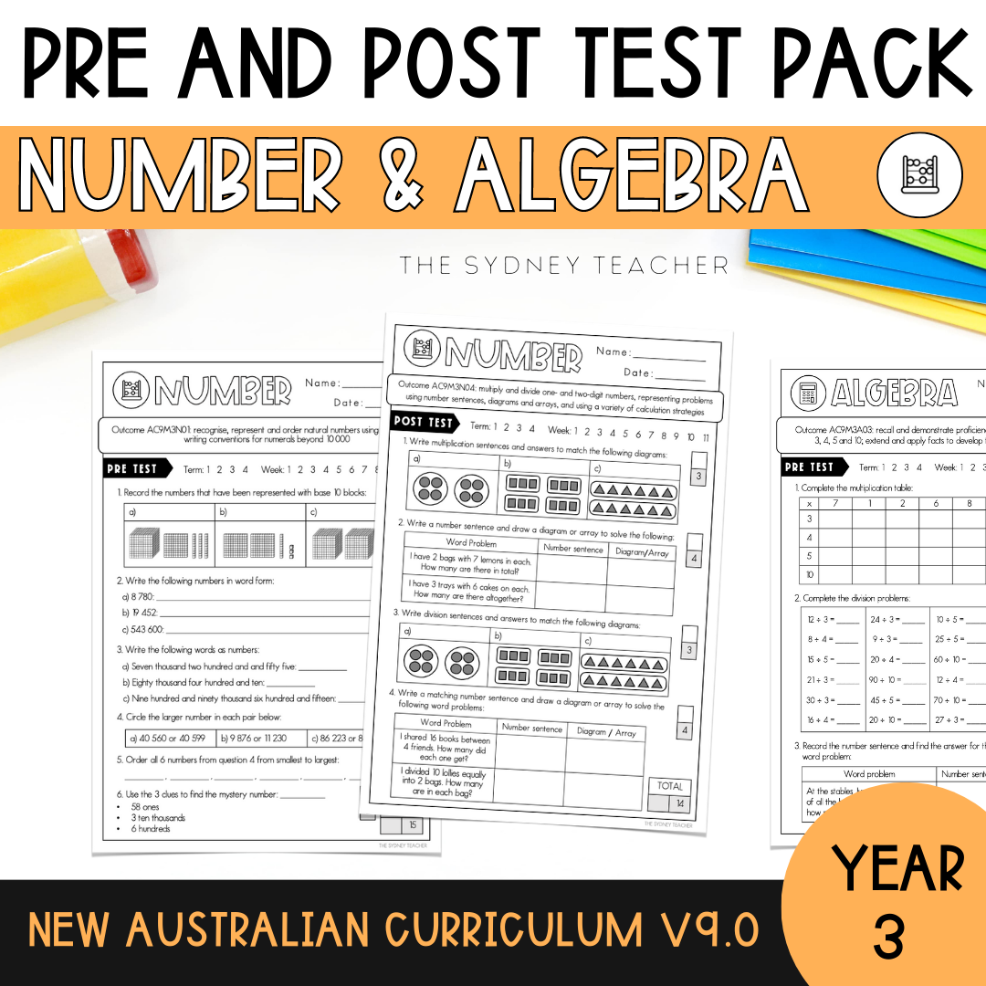 Year 3 Number & Algebra Test Pack ⭐️ The Sydney Teacher