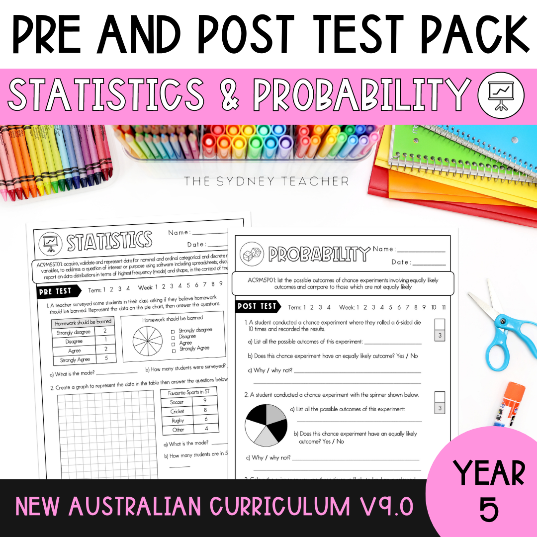 Year 5 Statistics & Probability Test Pack ⭐️ The Sydney Teacher
