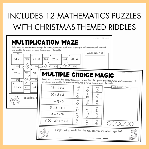 12 Days of Christmas Maths Puzzles ⭐️ The Sydney Teacher