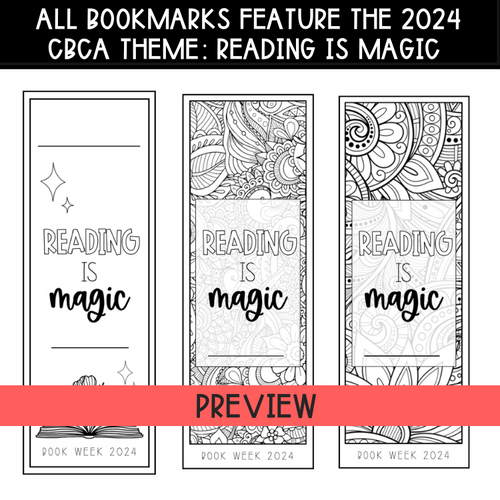 Book Week ‘Reading is Magic’ Colouring In Bookmarks 2024 ⭐️ The Sydney ...