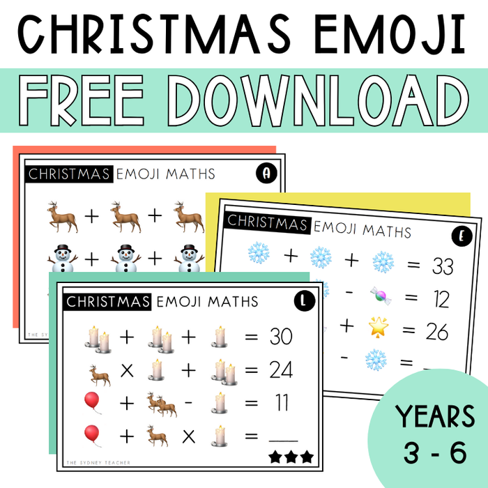 FREE DOWNLOAD Christmas Emoji Maths | Years 3-6 ⭐️ The Sydney Teacher