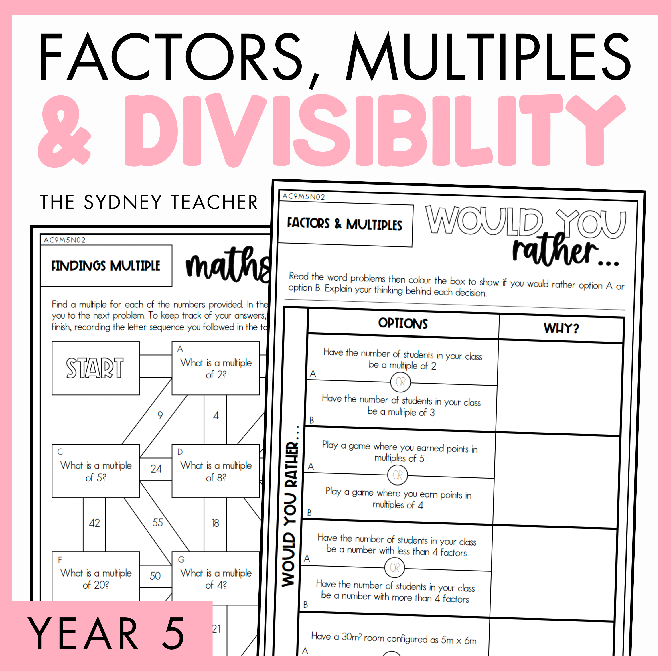 Year 5 Number & Algebra Pack: Factors, Multiples and Divisibility ...