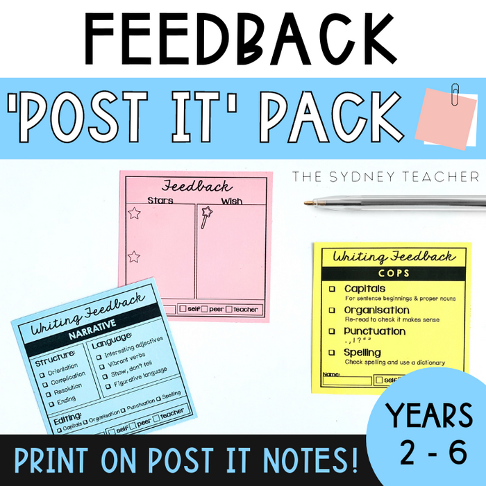 Feedback 'Post It' Pack | Print Directly Onto Sticky Notes! ⭐️ The ...