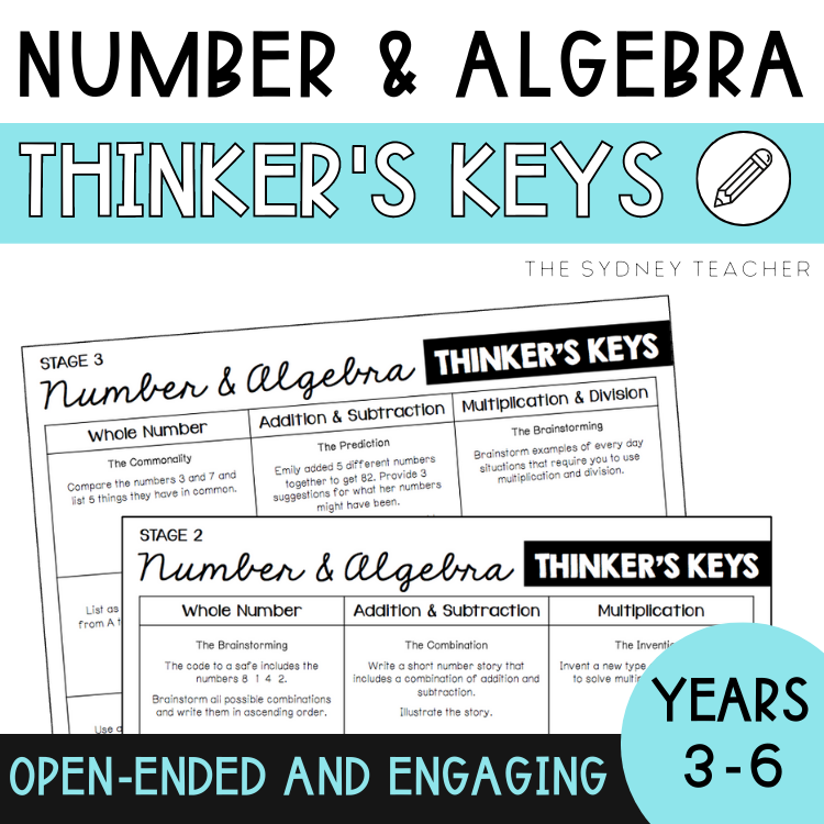 Number and Algebra Thinker's Keys 3-6 ⭐️ The Sydney Teacher