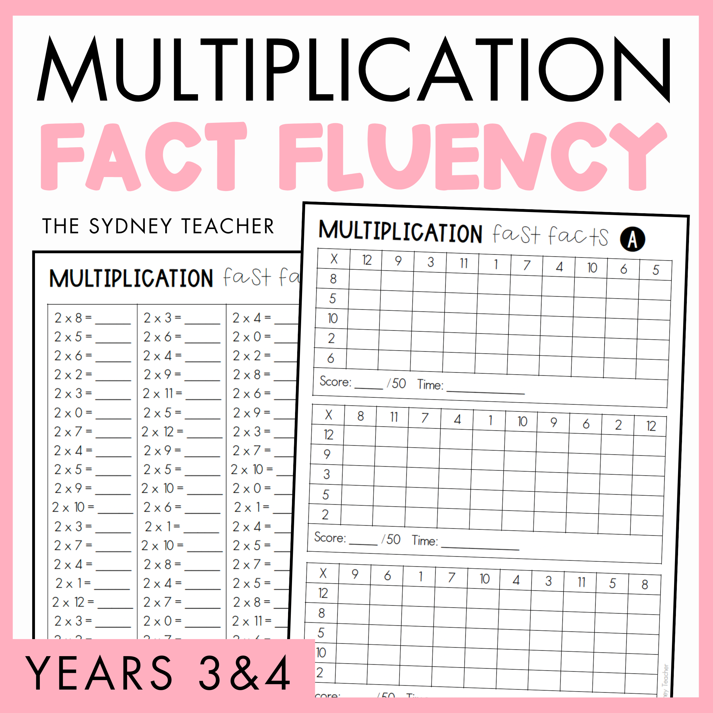 Multiplication Fact Fluency Pack ⭐️ The Sydney Teacher