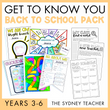 Get to Know You - Back to School Pack ⭐️ The Sydney Teacher