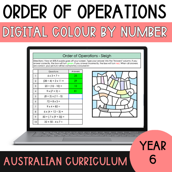 Order of Operations - Digital Colour by Number ☆ Christmas Edition ☆ ⭐️ ...