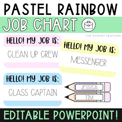 Pastel Rainbow Job Chart ⭐️ The Sydney Teacher
