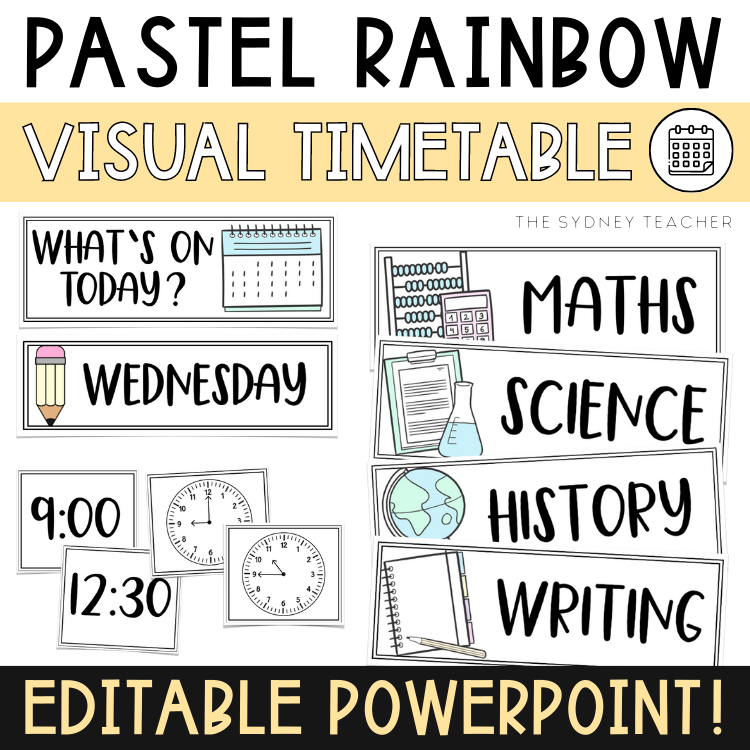 Pastel Rainbow Visual Timetable ⭐️ The Sydney Teacher