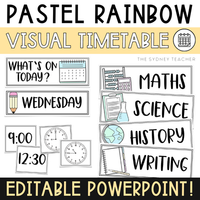 Pastel Rainbow Visual Timetable ⭐️ The Sydney Teacher