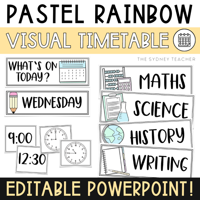 Pastel Rainbow Visual Timetable ⭐️ The Sydney Teacher