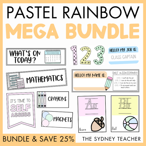 Pastel Rainbow Tote Tray / Classroom Labels ⭐️ The Sydney Teacher