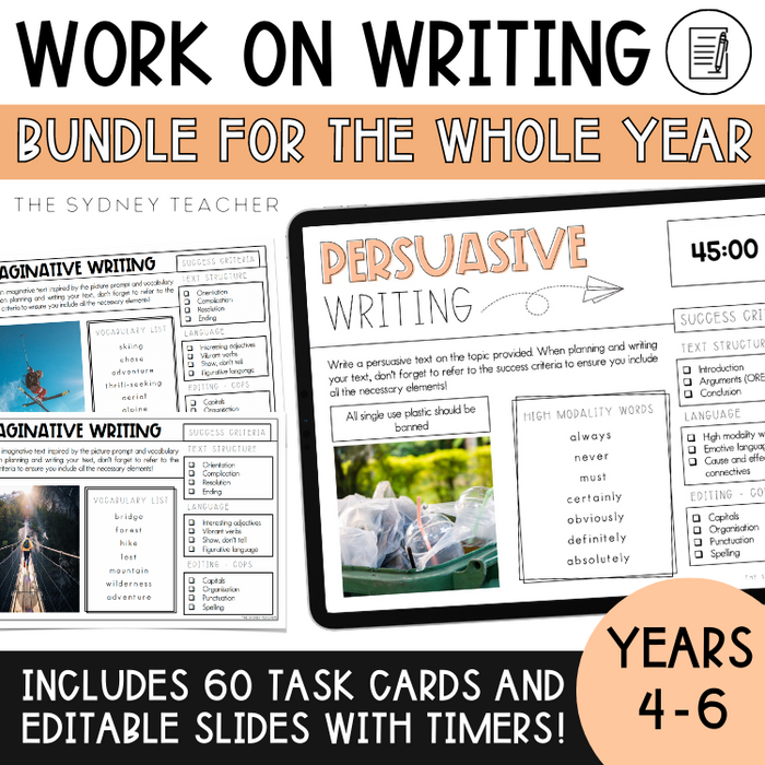 Upper Primary ‘Work on Writing’ MEGA Pack ⭐️ The Sydney Teacher
