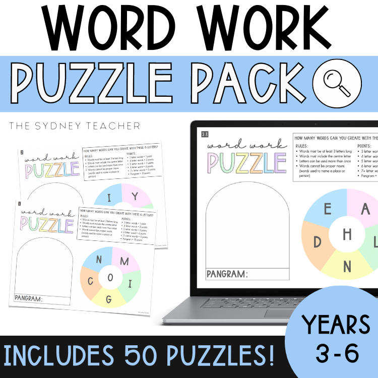 Word Work Puzzle Pack ⭐️ The Sydney Teacher