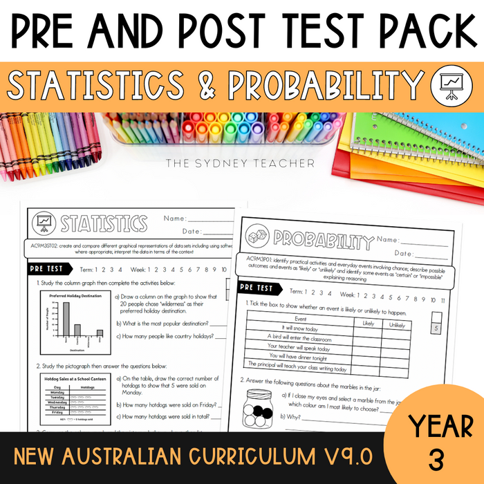 Year 3 Statistics & Probability Test Pack ⭐️ The Sydney Teacher
