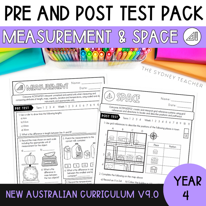 Year 4 Measurement & Space Test Pack ⭐️ The Sydney Teacher