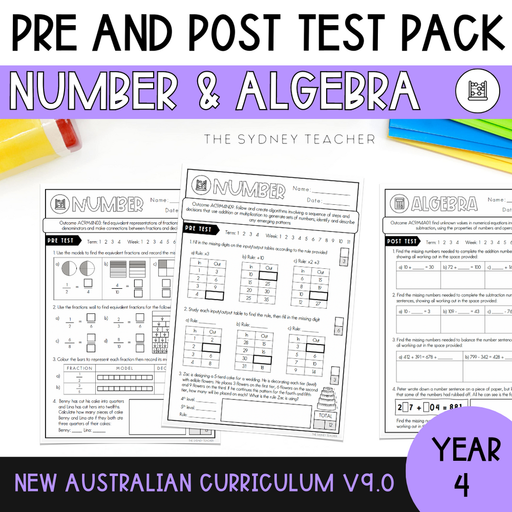 Year 4 Number & Algebra Test Pack ⭐️ The Sydney Teacher