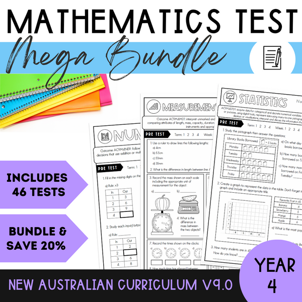 Year 4 Number & Algebra Test Pack ⭐️ The Sydney Teacher