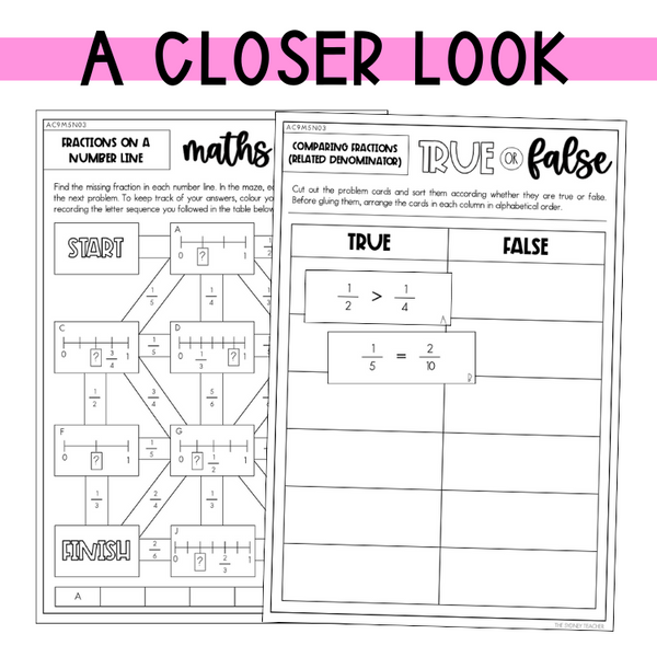 Year 5 Number & Algebra Pack: Compare and Order Fractions (AC9M5N03) ⭐️ ...