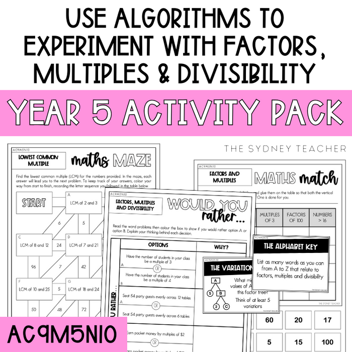 Year 5 Number & Algebra Pack: Use Algorithms to Experiment with Factors ...