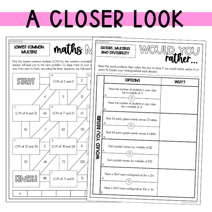 Year 5 Number & Algebra Pack: Use Algorithms to Experiment with Factors ...