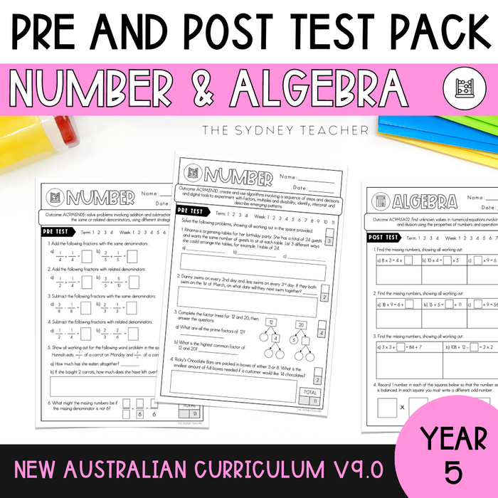 Year 4 Number & Algebra Test Pack ⭐️ The Sydney Teacher
