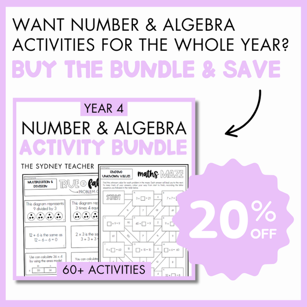 Year 4 Number & Algebra Pack: Find Unknown Values in Addition ...