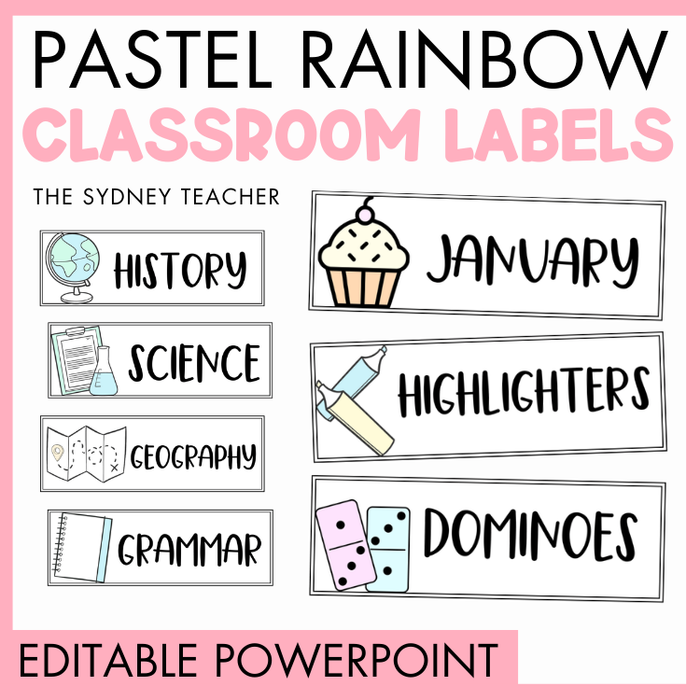 Pastel Rainbow Tote Tray / Classroom Labels ⭐️ The Sydney Teacher