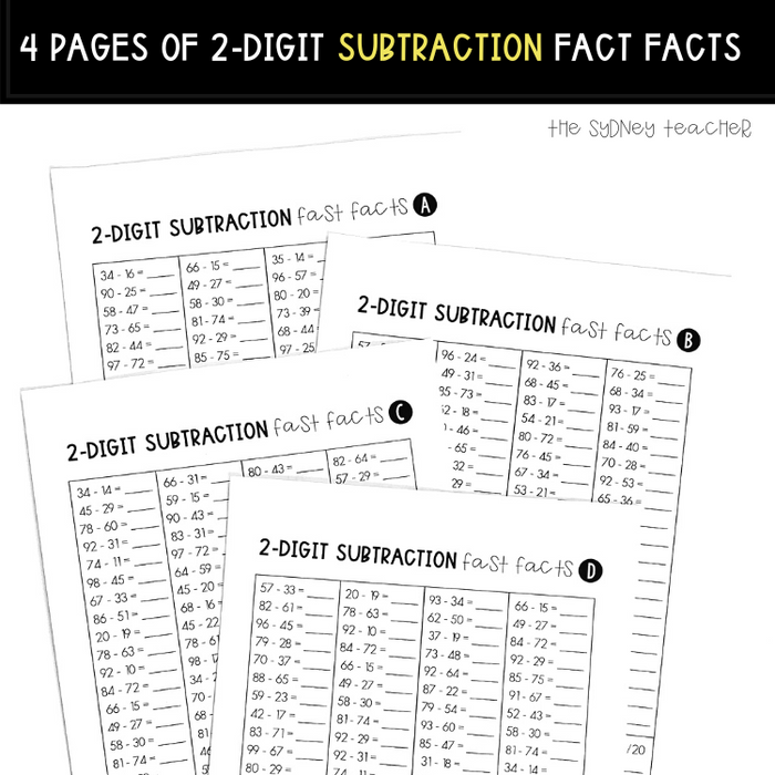 Addition and Subtraction Fact Fluency Pack | The Sydney Teacher