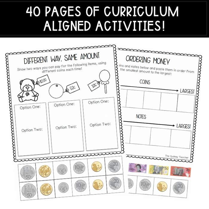 Australian Money Pack | Year 1 and 2 ⭐️ The Sydney Teacher