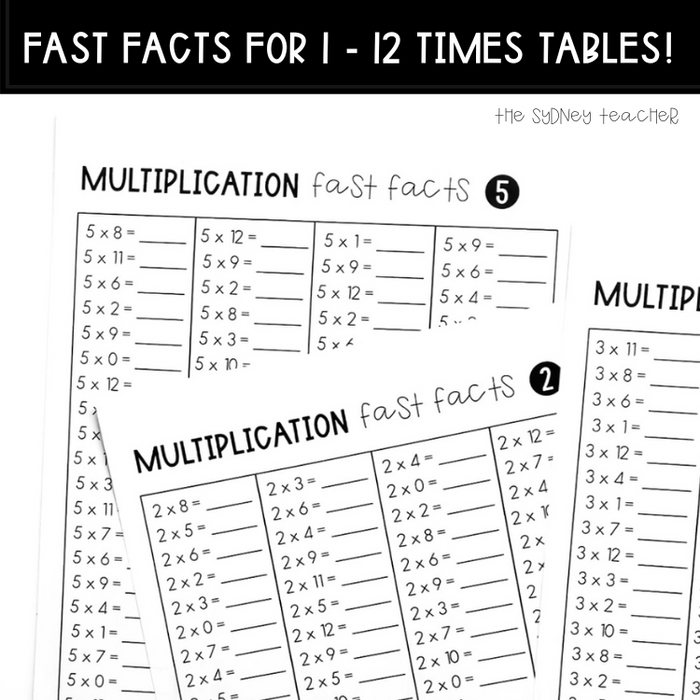 Multiplication Fact Fluency Pack ⭐️ The Sydney Teacher
