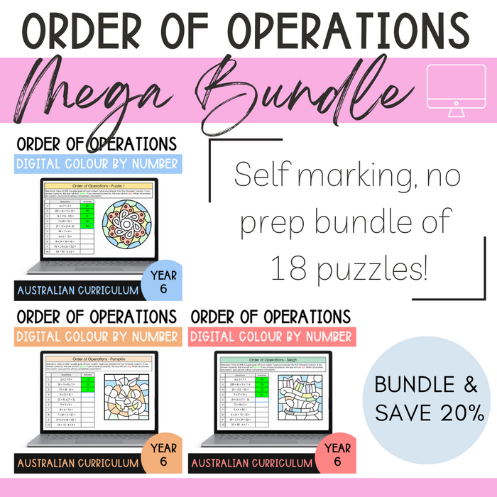 Order of Operations | Digital Colour by Number MEGA Bundle ⭐️ The ...