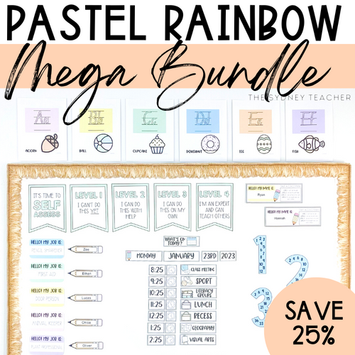 Pastel Rainbow Tote Tray / Classroom Labels ⭐️ The Sydney Teacher