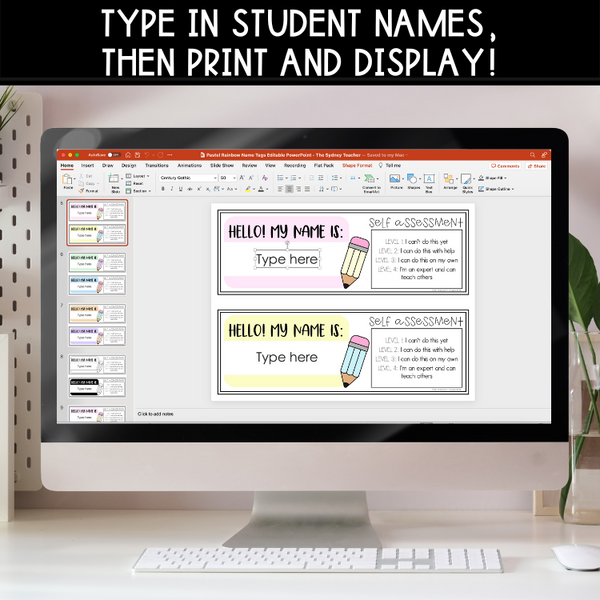 Pastel Rainbow Self Assessment Name Tag ⭐️ The Sydney Teacher